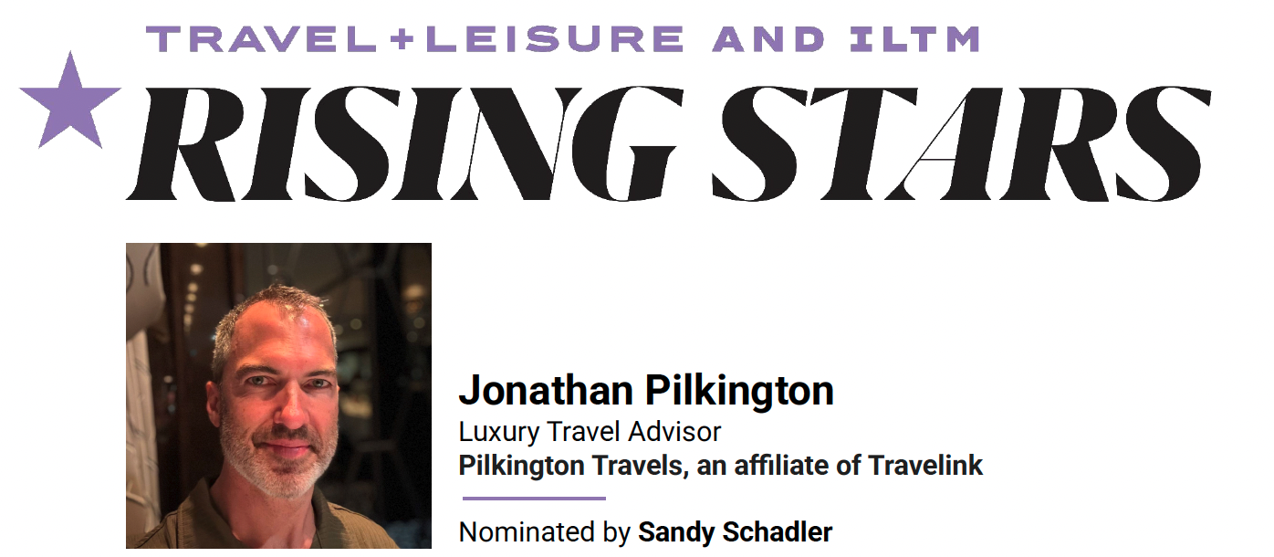 Jonathan Pilkington Nominated for Travel+Leisure and ILTM Rising Stars
